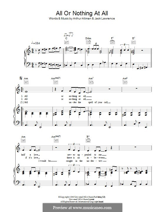 All or Nothing at All by A. Altman, J. Lawrence - sheet music on MusicaNeo