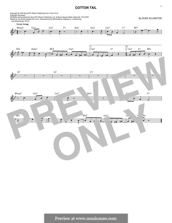 Cotton Tail by D. Ellington - sheet music on MusicaNeo