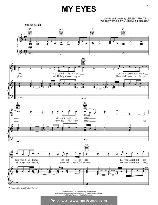 My Eyes (The Lumineers) by J. Fraites, W. Schultz on MusicaNeo