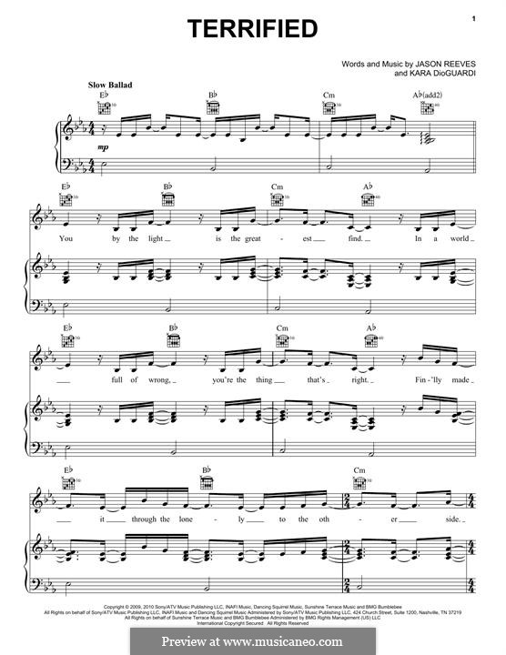 Terrified by J. Reeves, K. DioGuardi - sheet music on MusicaNeo