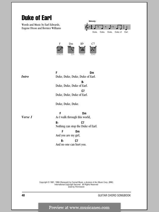 Duke of Earl by B. Williams, E. Edwards, E. Dixon on MusicaNeo