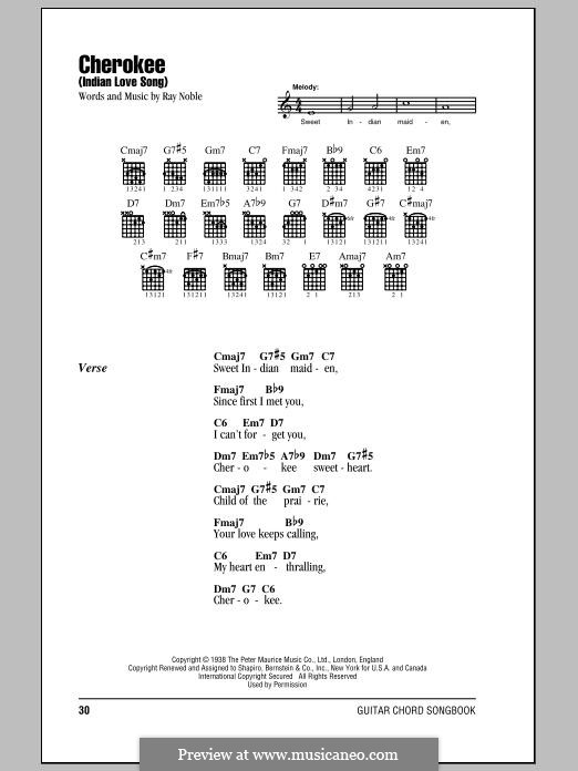 Cherokee by R. Noble - sheet music on MusicaNeo