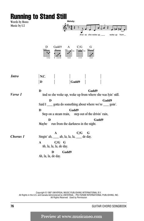 Running to Stand Still by U2 - sheet music on MusicaNeo