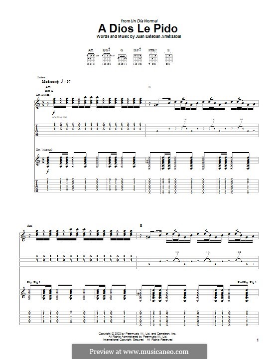 A Dios Le Pido (Juanes) by J.E. Aristizabal - sheet music on MusicaNeo A Dios Le Pido (Juanes) by J.E. Aristizabal - sheet music on MusicaNeo
