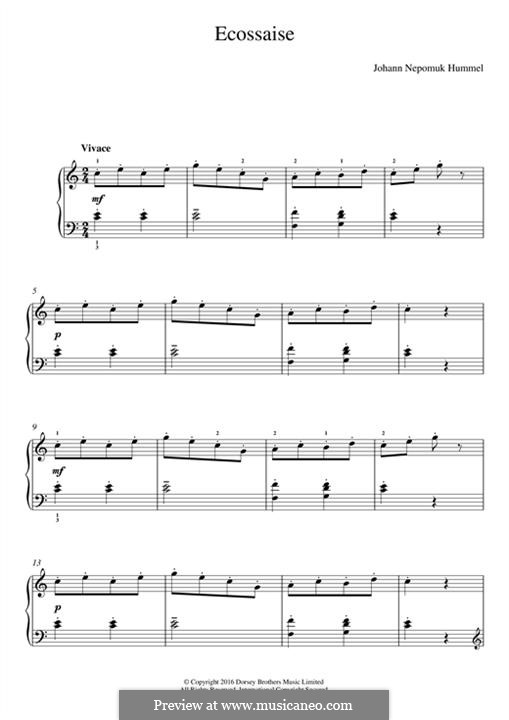 Ecossaise by J.N. Hummel - sheet music on MusicaNeo