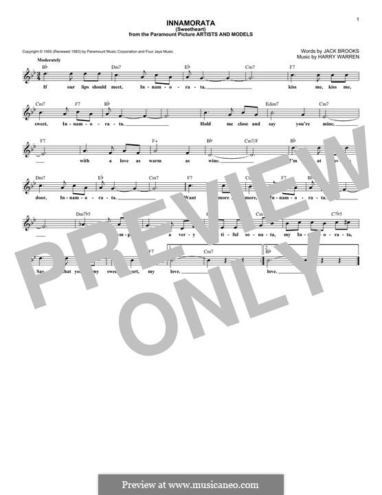 Innamorata (Sweetheart) by H. Warren - sheet music on MusicaNeo