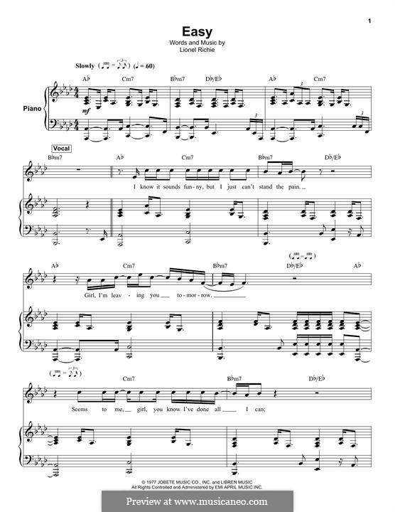 Easy (The Commodores) by L. Richie - sheet music on MusicaNeo