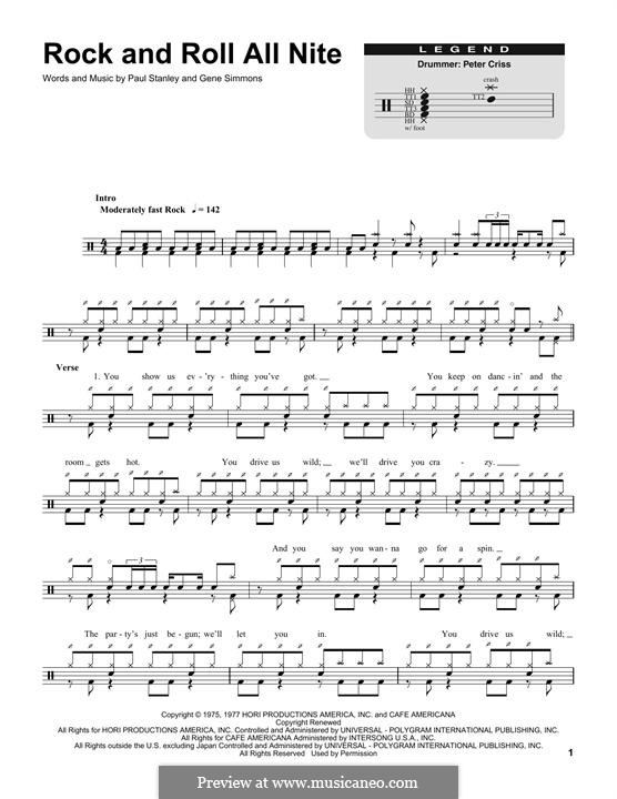 Rock and Roll All Nite (KISS) by G. Simmons, P. Stanley on MusicaNeo
