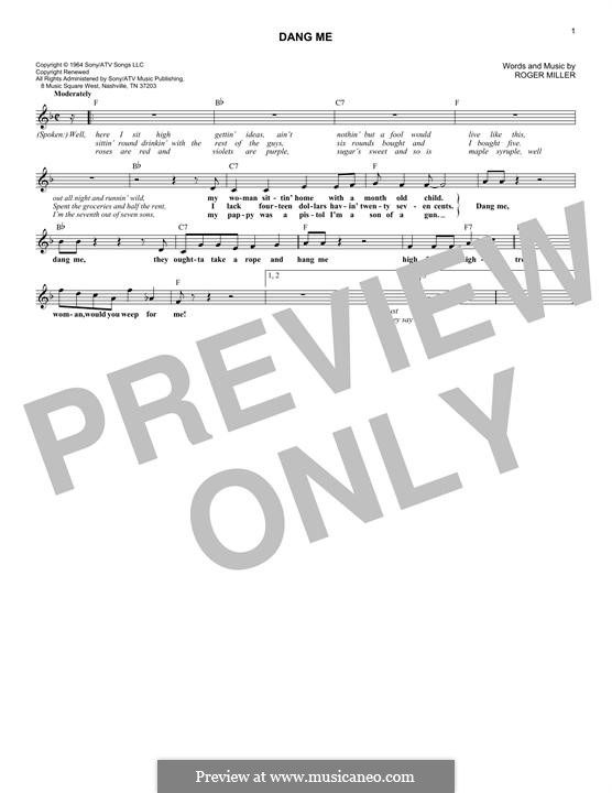 Dang Me by R. Miller - sheet music on MusicaNeo
