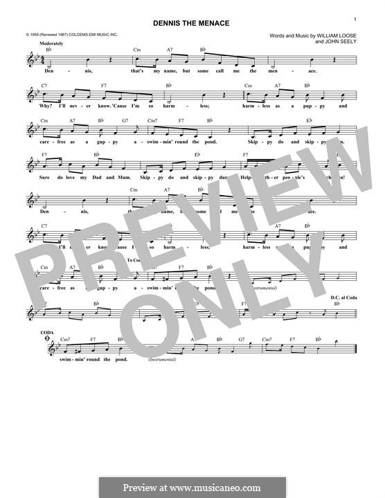 Dennis the Menace by J. Seely - sheet music on MusicaNeo