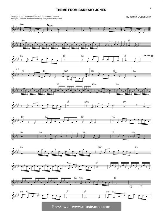 Theme from Barnaby Jones by J. Goldsmith - sheet music on MusicaNeo