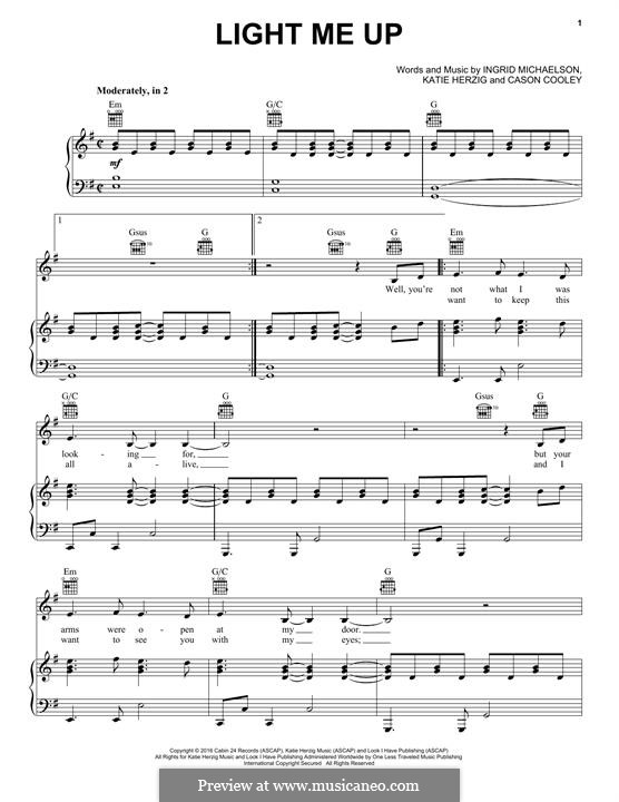 Light Me Up by I. Michaelson, C. Cooley, K. Herzig on MusicaNeo