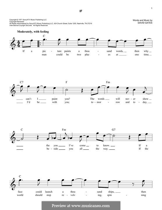 If (Bread) by D. Gates - sheet music on MusicaNeo