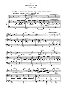 Fifteen Vocalises, Op.12 by G. Concone - sheet music on MusicaNeo
