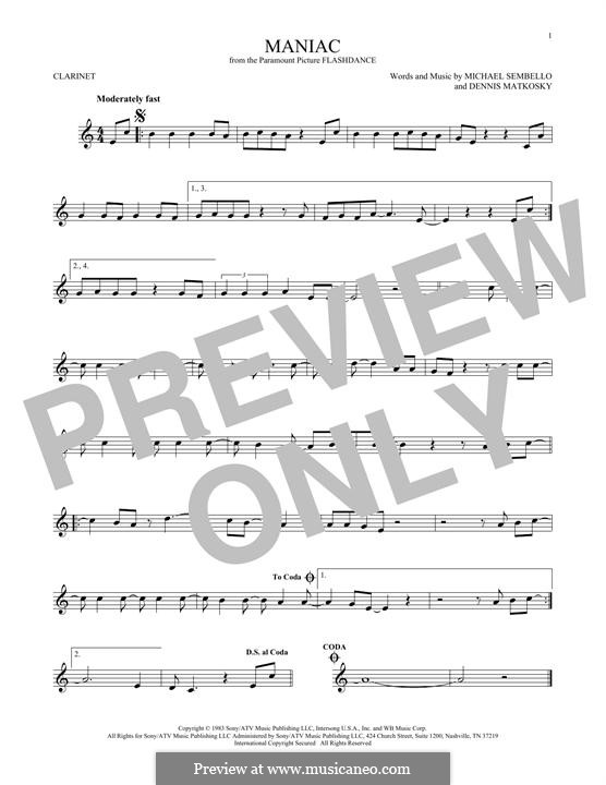 Maniac by D. Matkosky, M. Sembello - sheet music on MusicaNeo