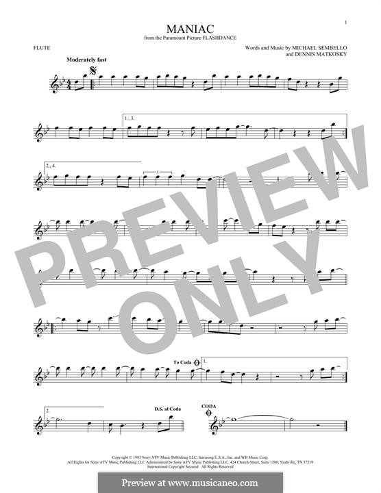 Maniac by D. Matkosky, M. Sembello - sheet music on MusicaNeo