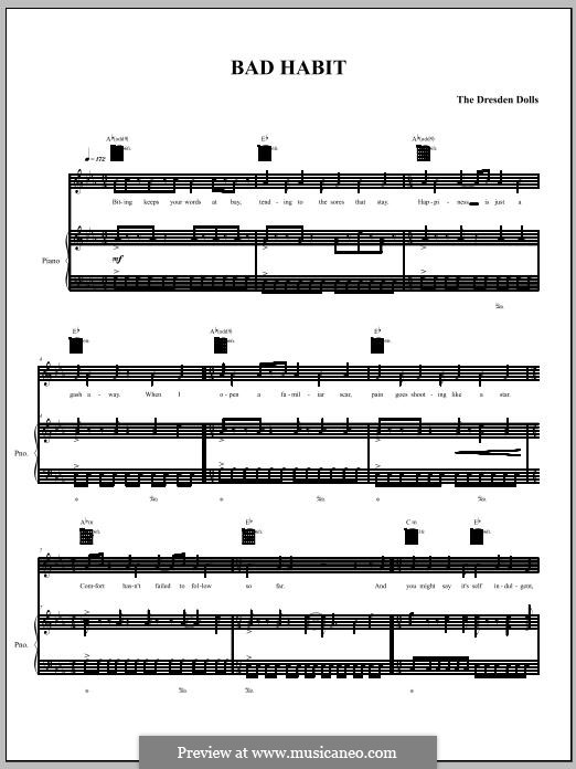 Bad Habit (The Dresden Dolls) by A. Palmer - sheet music on MusicaNeo