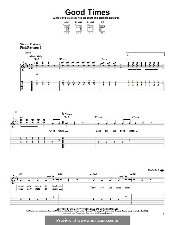 Good Times (Chic) by B. Edwards, N. Rodgers - sheet music on MusicaNeo