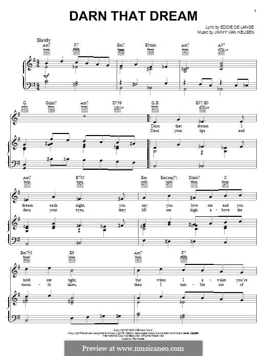 Darn That Dream by J.V. Heusen - sheet music on MusicaNeo