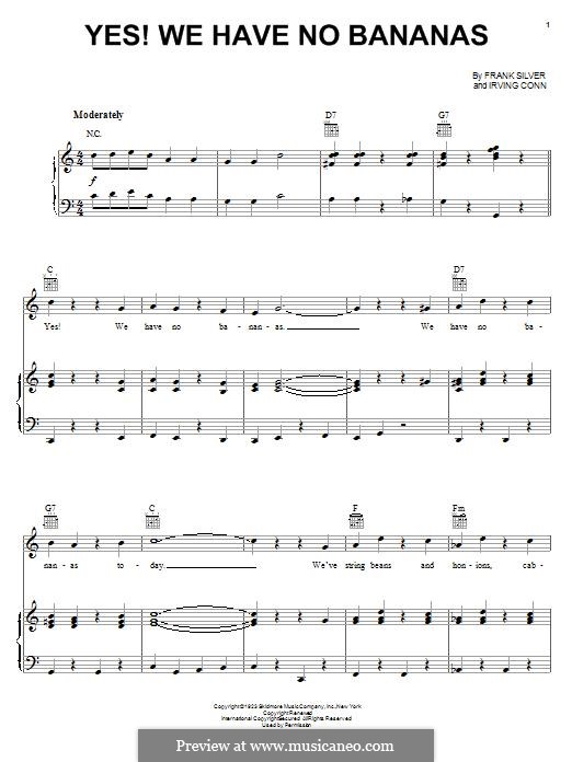 Yes! We Have No Bananas by I. Cohn - sheet music on MusicaNeo