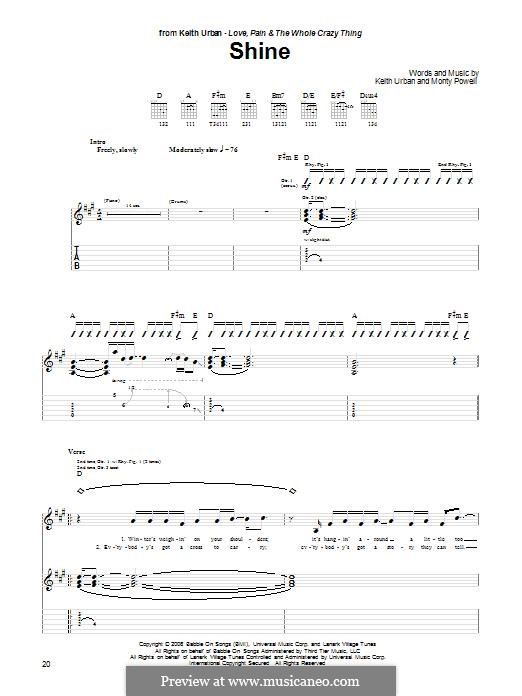 Shine By K Urban M Powell Sheet Music On Musicaneo 8293