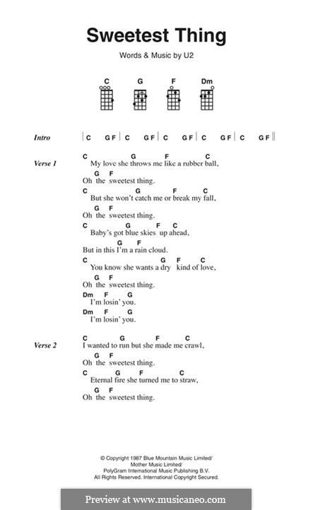 Sweetest Thing by U2 - sheet music on MusicaNeo