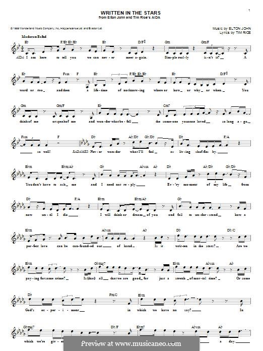 Written in the Stars by E. John - sheet music on MusicaNeo
