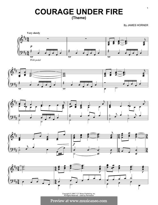 Courage Under Fire (Theme) by J. Horner - sheet music on MusicaNeo