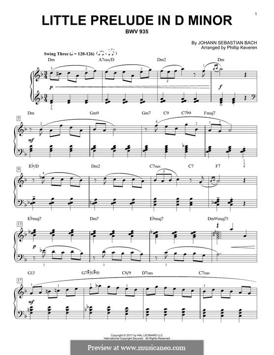 Prelude in D Minor, BWV 935 by J.S. Bach - sheet music on MusicaNeo