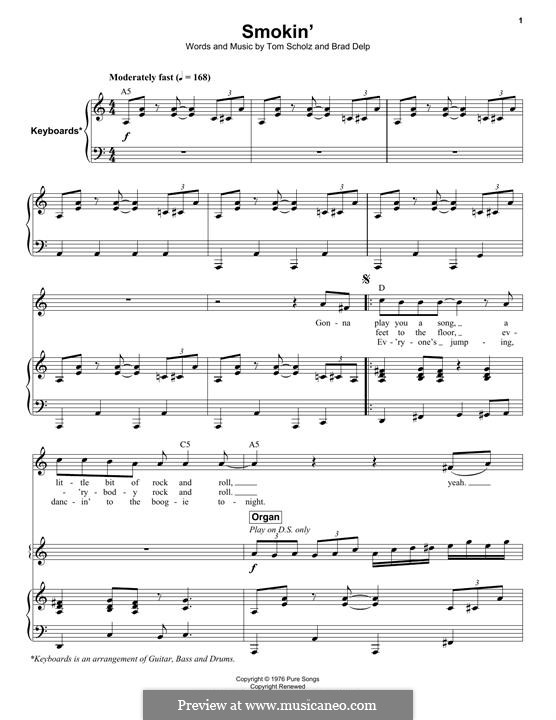 Smokin' (Boston) by B. Delp, T. Scholz - sheet music on MusicaNeo