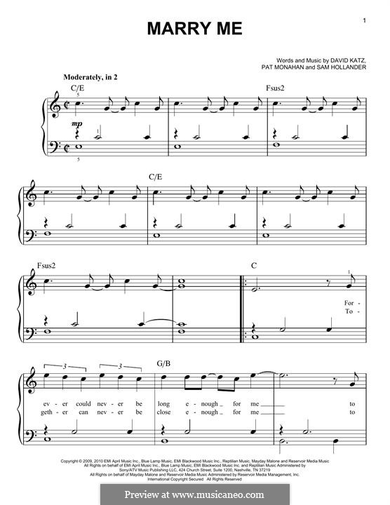 Marry Me (Train) by P. Monahan - sheet music on MusicaNeo
