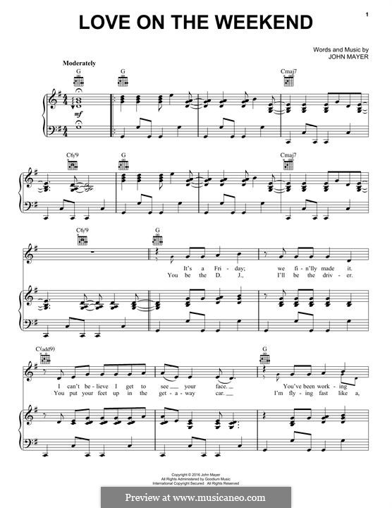 Love on the Weekend by J. Mayer - sheet music on MusicaNeo