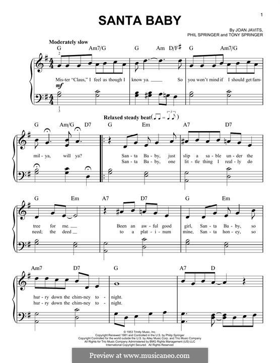 Piano version (Santa Baby (Eartha Kitt)) by J. Javits, P. Springer, T ...