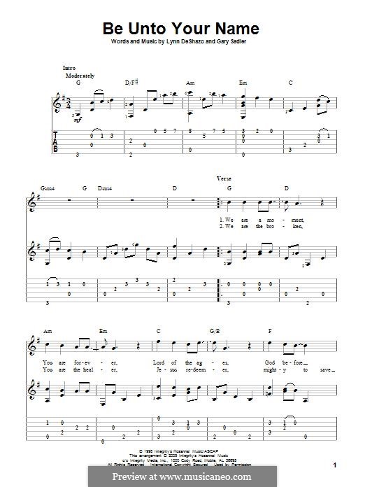 Be Unto Your Name by L. DeShazo, G. Sadler - sheet music on MusicaNeo Be Unto Your Name by L. DeShazo, G. Sadler - sheet music on MusicaNeo