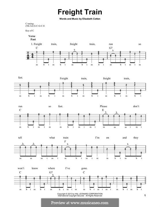 Freight Train by E. Cotten - sheet music on MusicaNeo