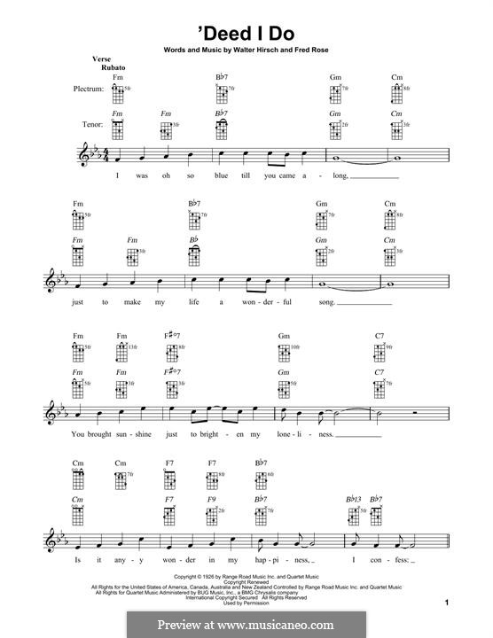 Deed I Do by F. Rose, W. Hirsch - sheet music on MusicaNeo