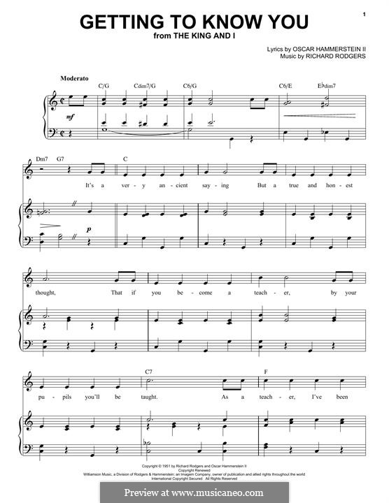 Getting to Know You (from The King and I) by R. Rodgers on MusicaNeo