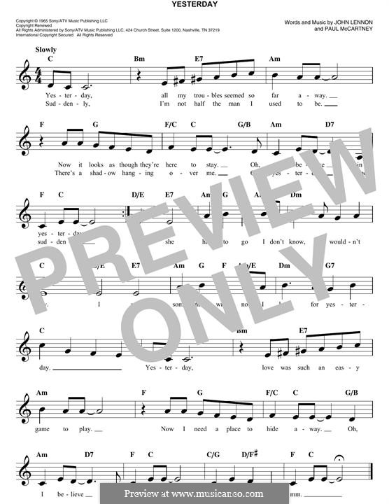 Vocal version (Yesterday (The Beatles)) by J. Lennon, P. McCartney on ...