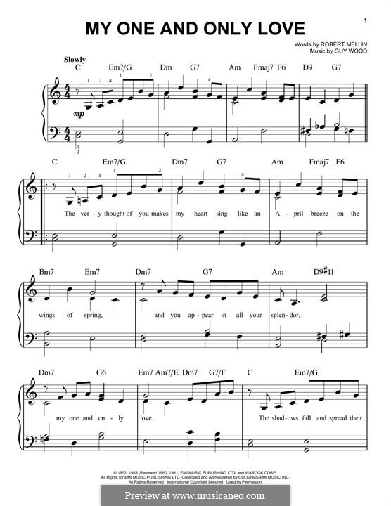 My One and Only Love by G. Wood - sheet music on MusicaNeo