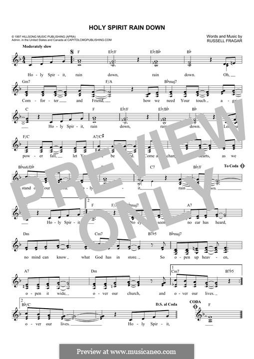 Holy Spirit Rain Down by R. Fragar - sheet music on MusicaNeo
