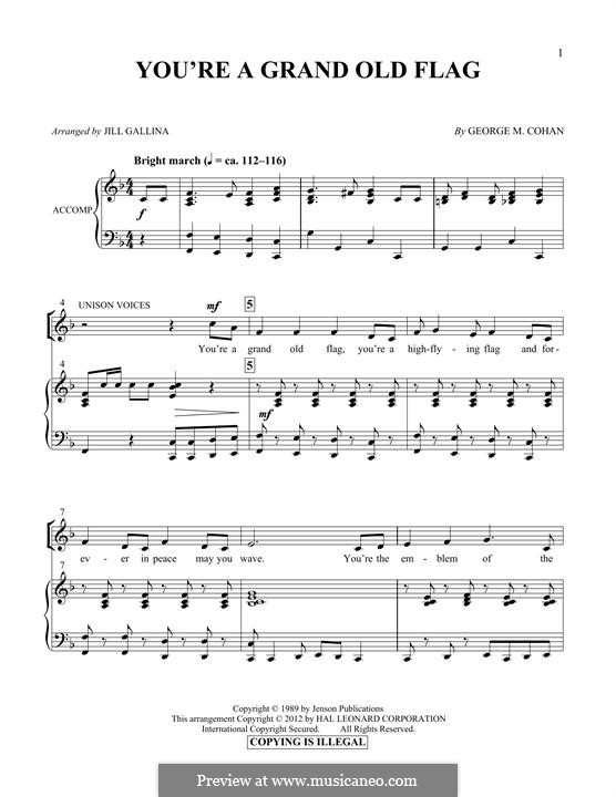 You're a Grand Old Flag by G.M. Cohan - sheet music on MusicaNeo