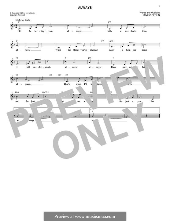 Always by I. Berlin - sheet music on MusicaNeo