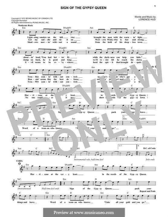 Sign of the Gypsy Queen (April Wine) by L. Hud - sheet music on MusicaNeo