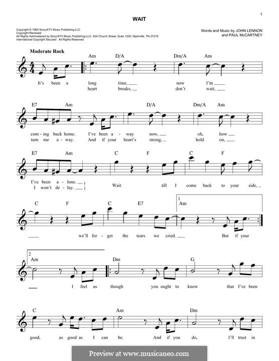 Wait (The Beatles) by J. Lennon, P. McCartney - sheet music on MusicaNeo