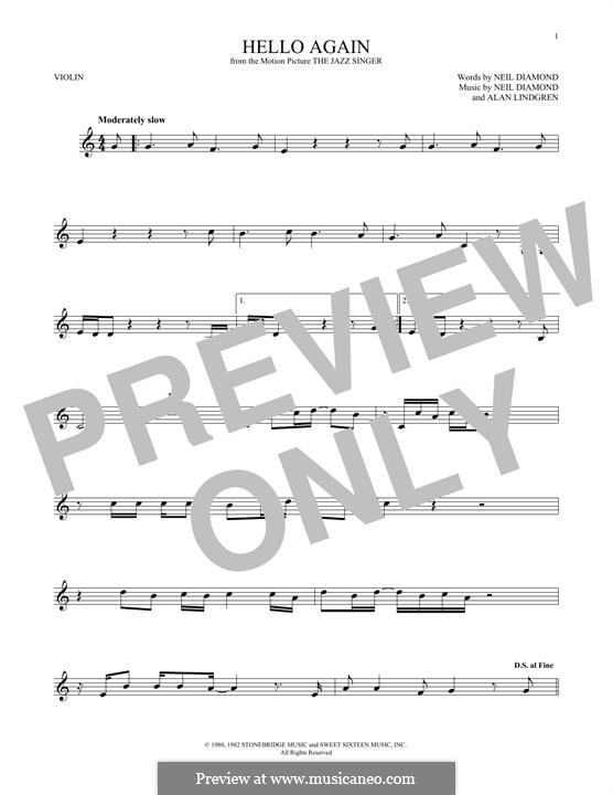 Hello Again by A. Lindgren - sheet music on MusicaNeo