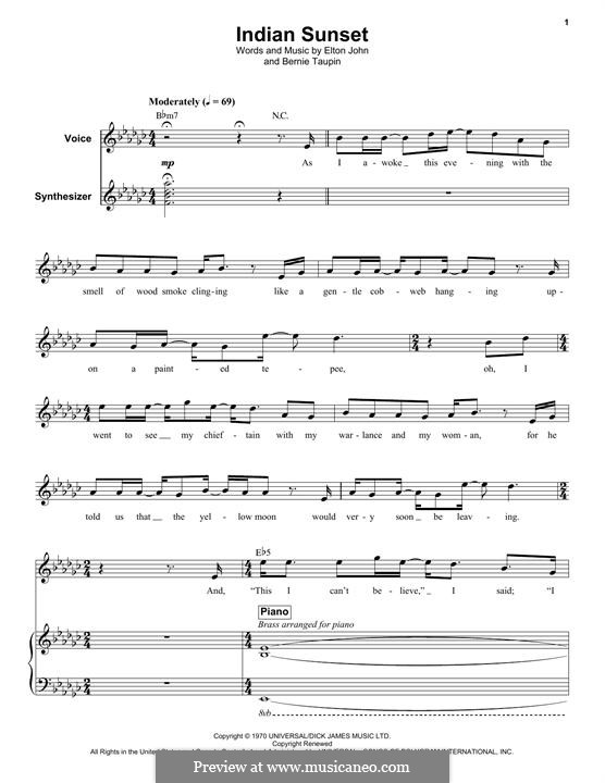 Indian Sunset by E. John - sheet music on MusicaNeo