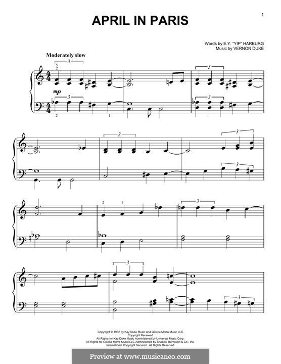 April in Paris by V. Duke - sheet music on MusicaNeo