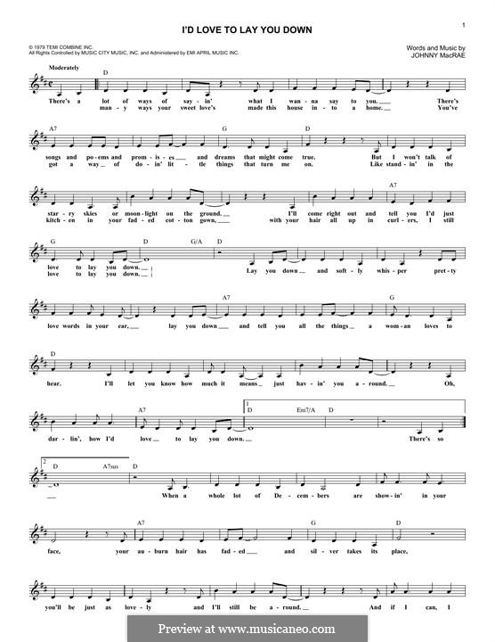 I'd Love to Lay You Down by J. MacRae - sheet music on MusicaNeo