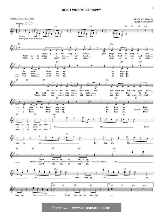 Don't Worry, Be Happy by B. McFerrin - sheet music on MusicaNeo