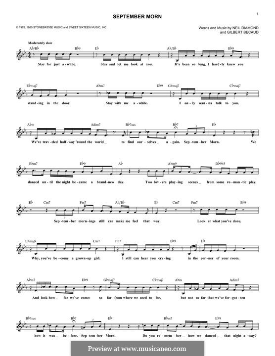 September Morn by G. Becaud - sheet music on MusicaNeo